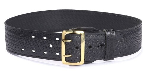 Sam Browne Basket Weave Duty Belt with Brass Buckle, 44” Waist