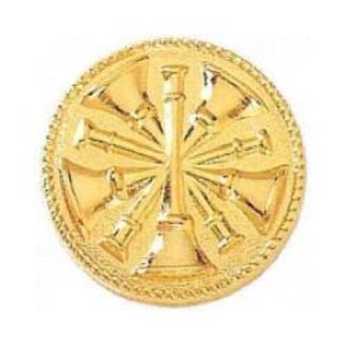 Blackinton Plain Five Crossed Bugle Emblem, Gold